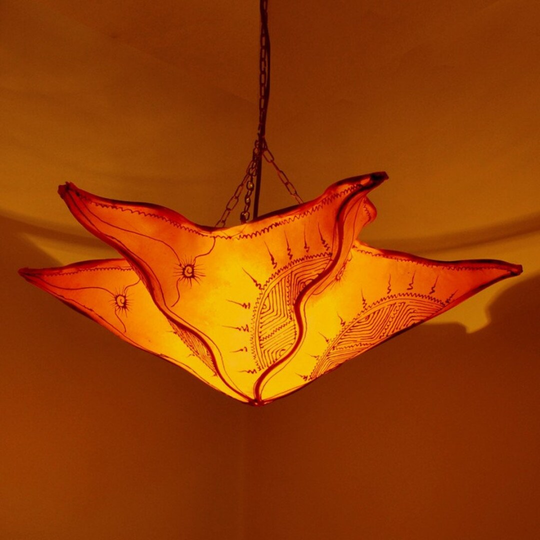Oriental Henna Pendant Lamp Starfish-orange | Arabic Leather Pendant ...