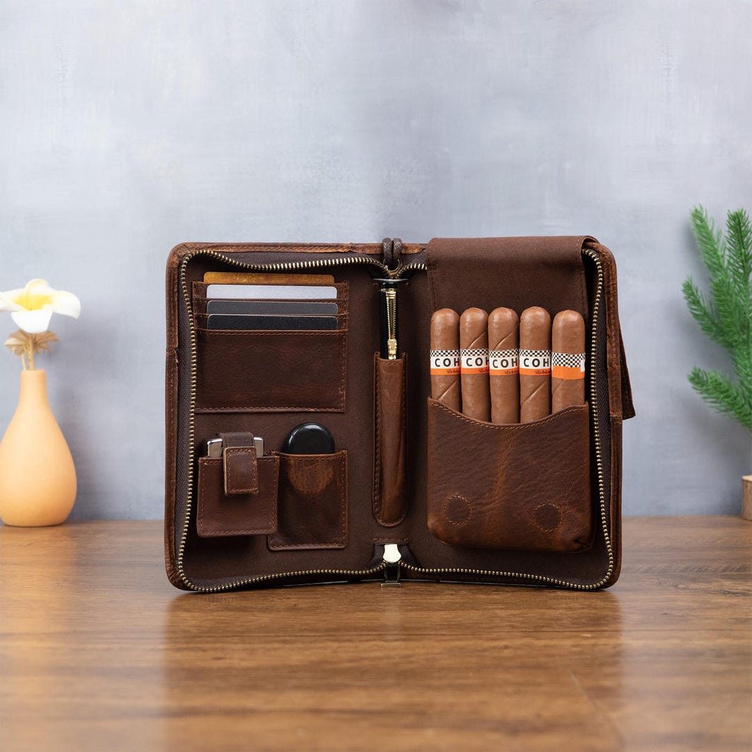 Personalized Italian Leather Cigar Pouch, Genuine Leather Travel ...