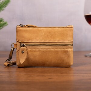 Genuine Leather Key Case Wallet Pouch Bag Keychain Holder With Key Ring ...