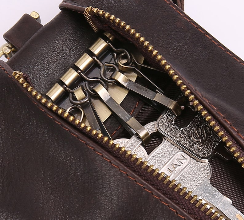 Genuine Leather Key Case Wallet Pouch Bag Keychain Holder With - Etsy UK