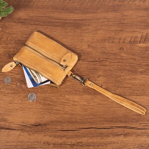 Genuine Leather Key Case Wallet Pouch Bag Keychain Holder With Key Ring ...