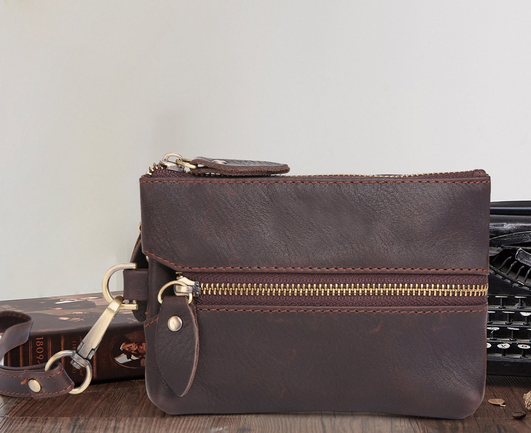 Genuine Leather Key Case Wallet Pouch Bag Keychain Holder With - Etsy