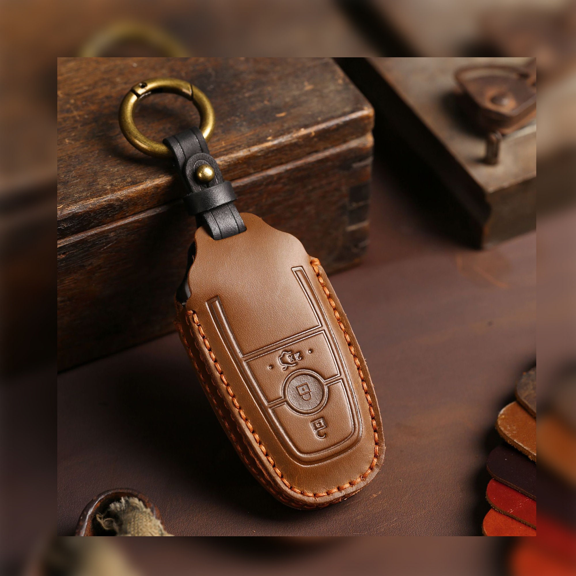 Leather Ford Key Fob Cover Usa - Etsy