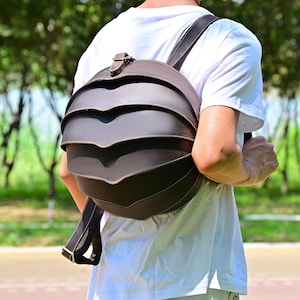 Retro Leather Backpack Bag, Beetle Shape Men Women Leather Backpack ...