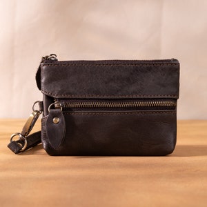 Genuine Leather Key Case Wallet Pouch Bag Keychain Holder With Key Ring ...