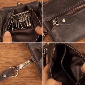 Genuine Leather Key Case Wallet Pouch Bag Keychain Holder With Key Ring ...