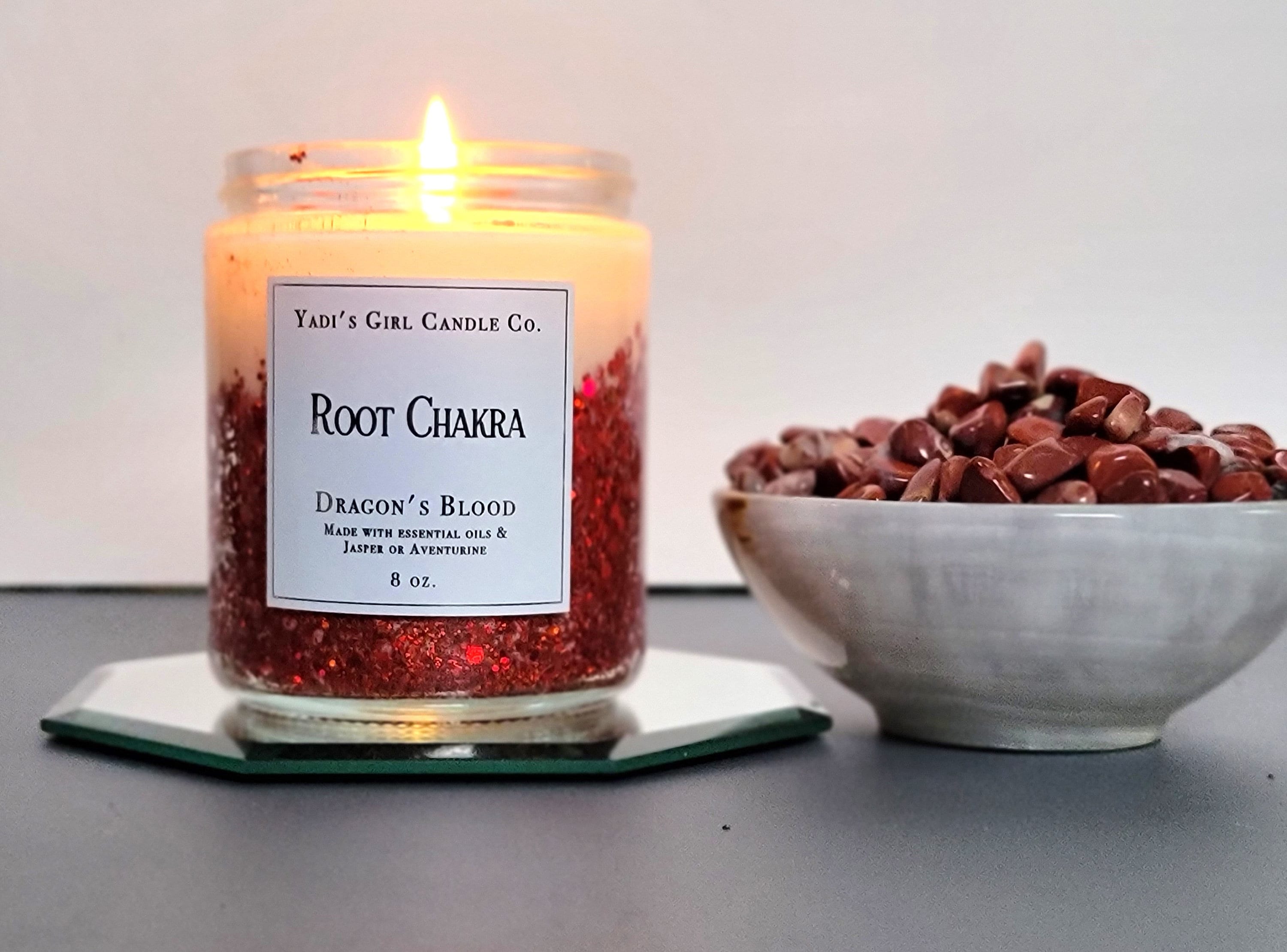 Root Chakra Candle With Crystal | Grounding Meditation Candle ...