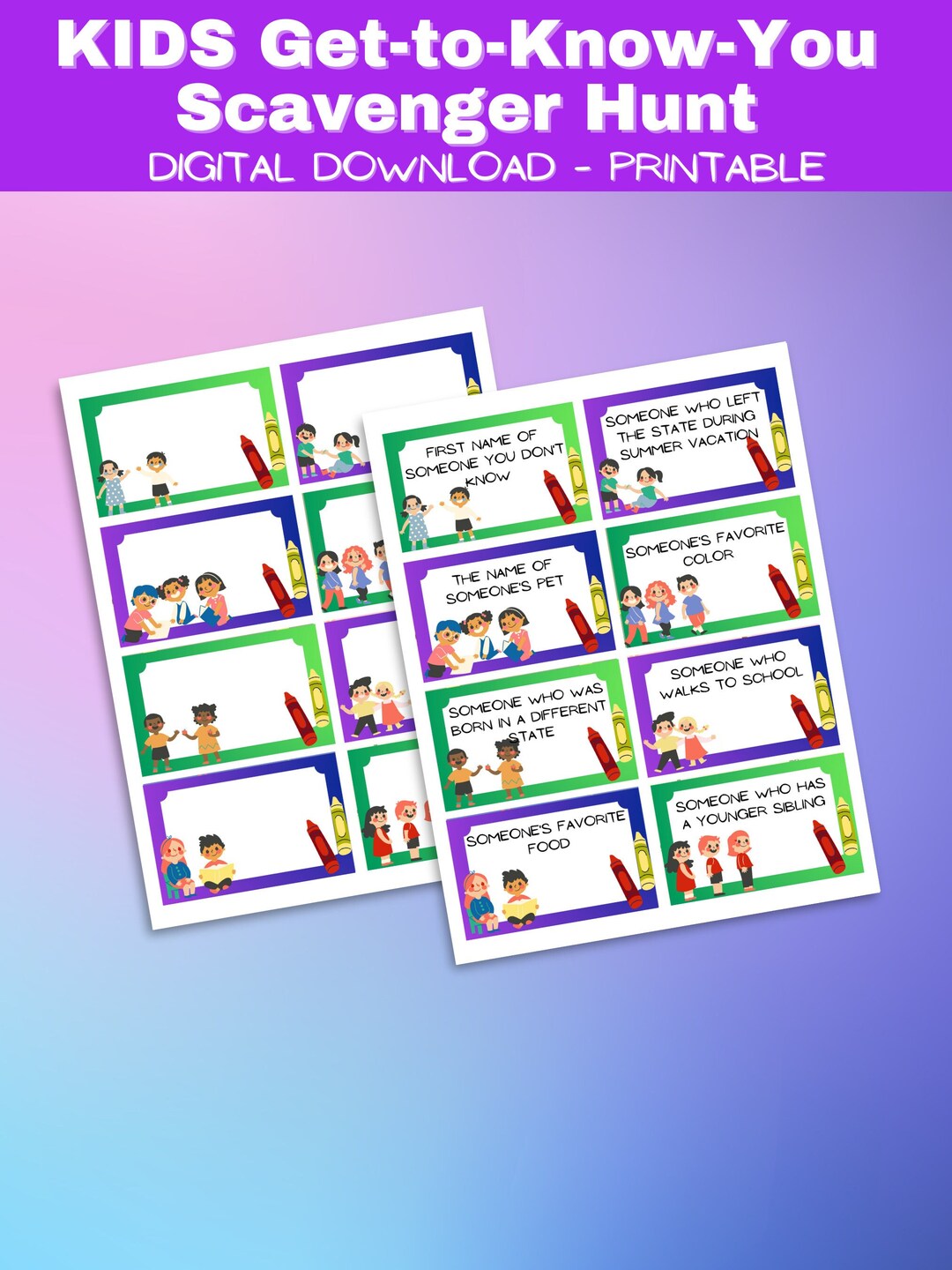 First Day School Kids Scavenger Hunt - Etsy