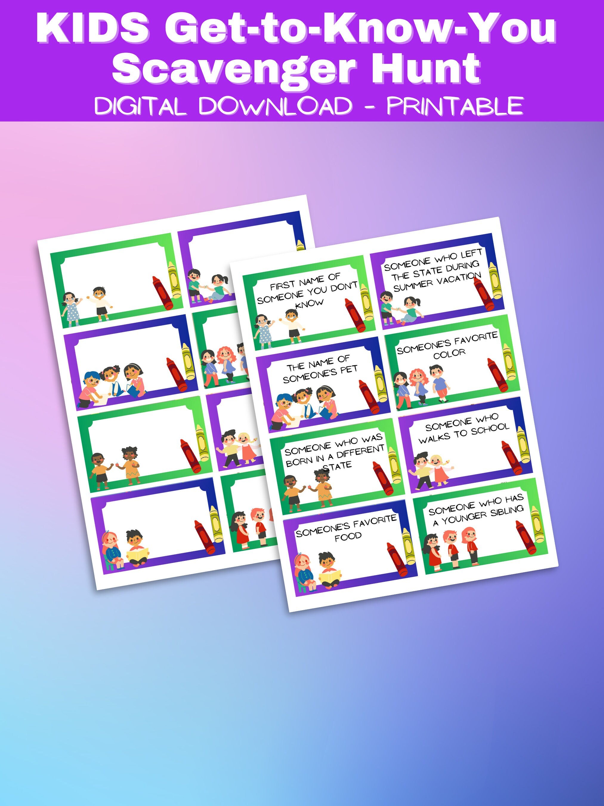 First Day School Kids Scavenger Hunt - Etsy