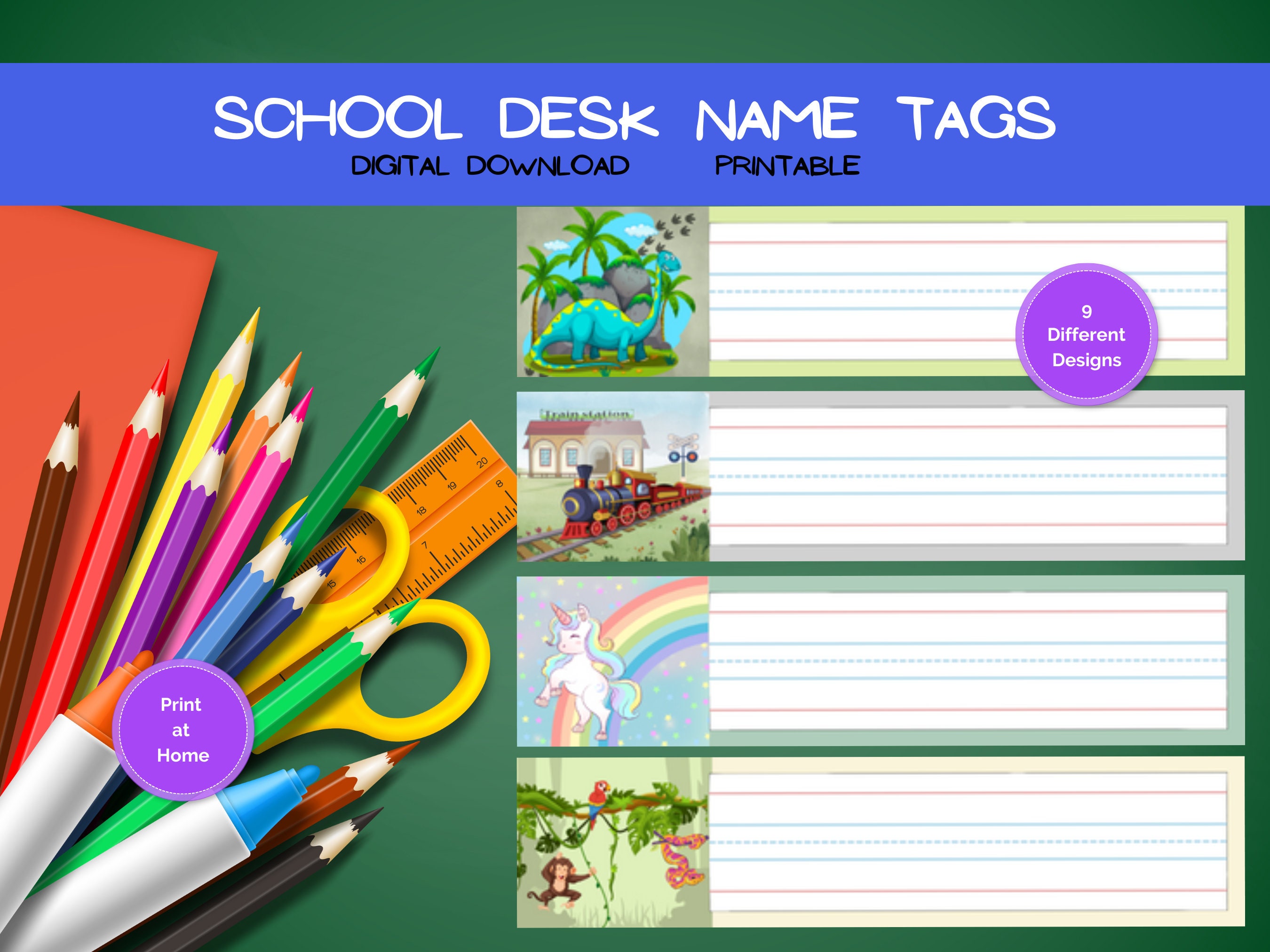School Desk Name Tag Plates Digital Download Printable - Etsy