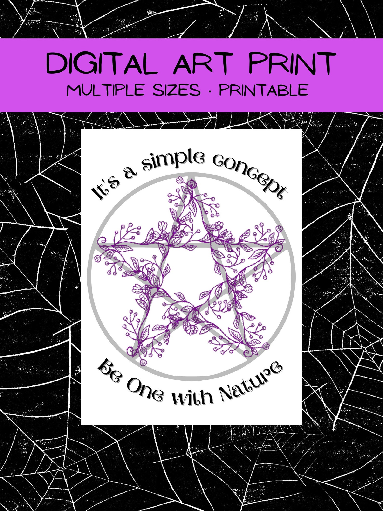 Wicca Nature Pentagram Art Print- Digital Download- Printable - Etsy