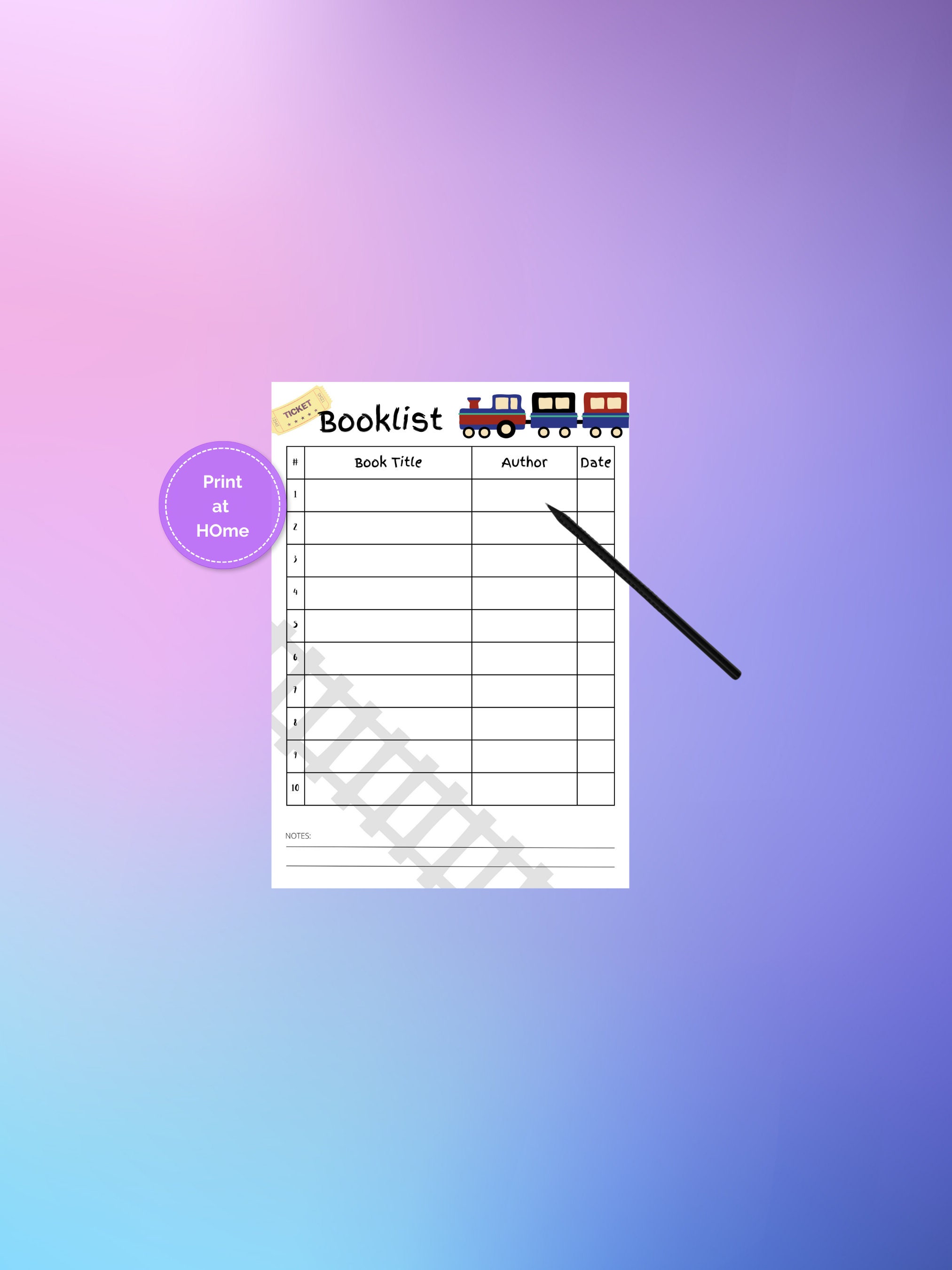 Train Kids Reading Book List Printable Digital - Etsy