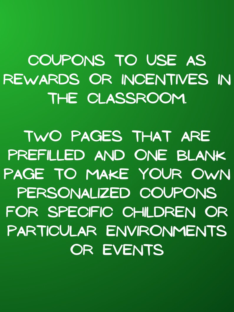 Printable School Coupons/rewards- Digital Download - Etsy