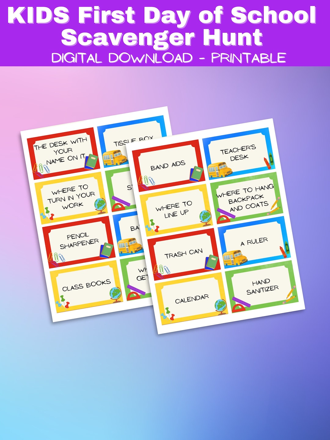 First Day of School Scavenger Hunt- Digital Download- Printable - Etsy