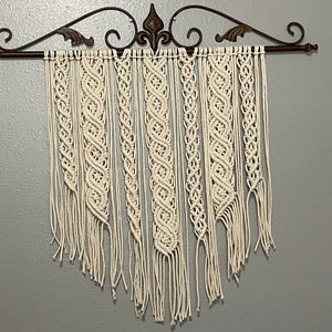 Macrame Wall Hanging on Metal Scroll Rod - Etsy