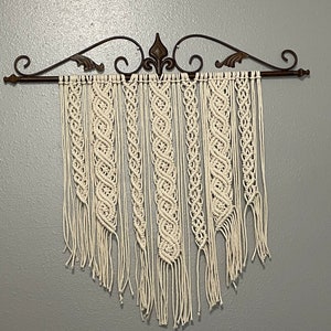 Macrame Wall Hanging on Metal Scroll Rod - Etsy