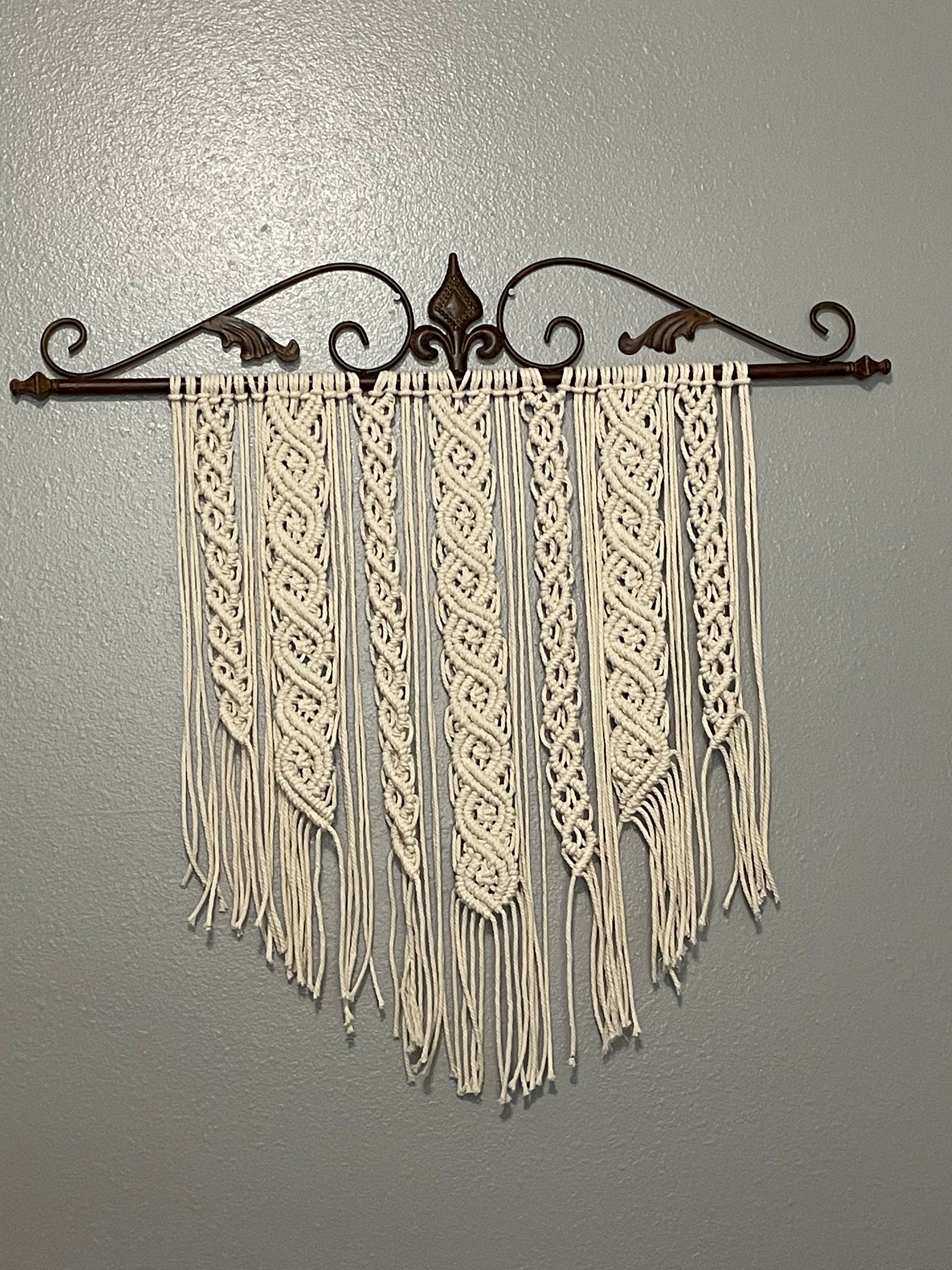 Macrame Wall Hanging on Metal Scroll Rod - Etsy