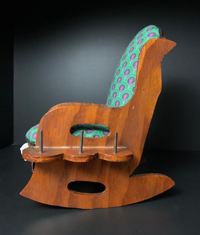 Reupholstered Vintage Rocking Chair Pin Cushion/jewelry Display Shining ...