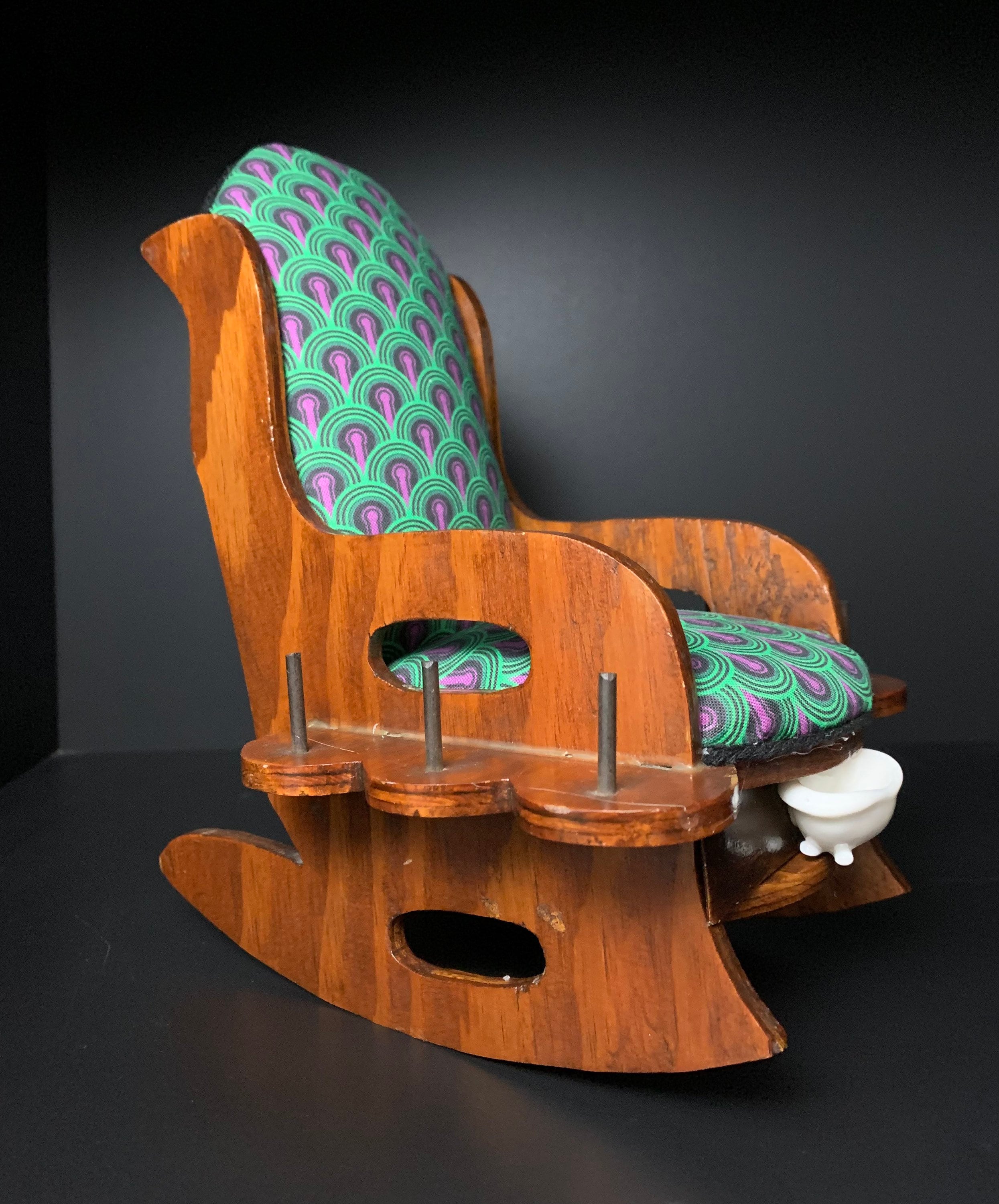 Reupholstered Vintage Rocking Chair Pin Cushion/jewelry Display Shining ...
