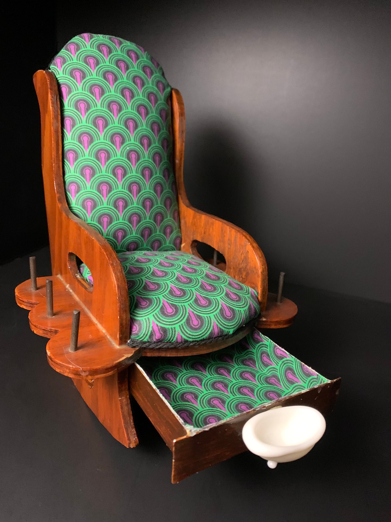 Reupholstered Vintage Rocking Chair Pin Cushion/jewelry Display Shining ...