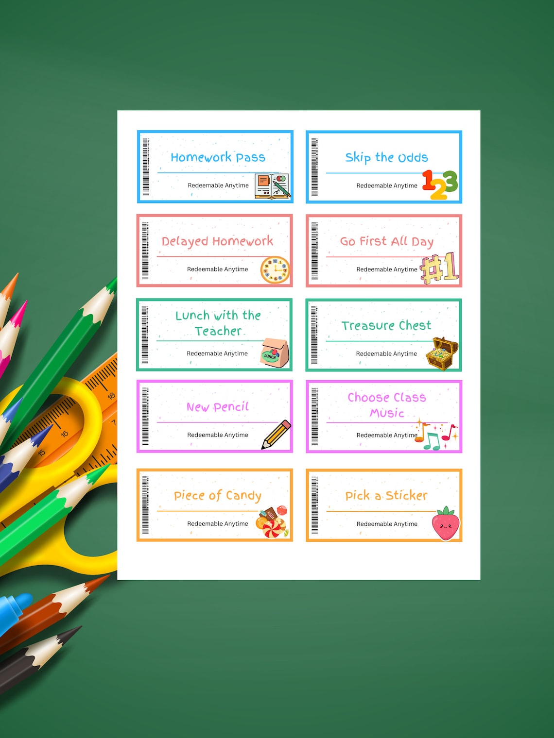 Printable School Coupons/rewards- Digital Download - Etsy