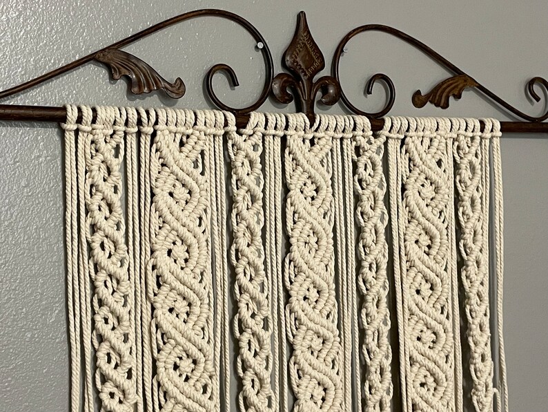 Macrame Wall Hanging on Metal Scroll Rod - Etsy