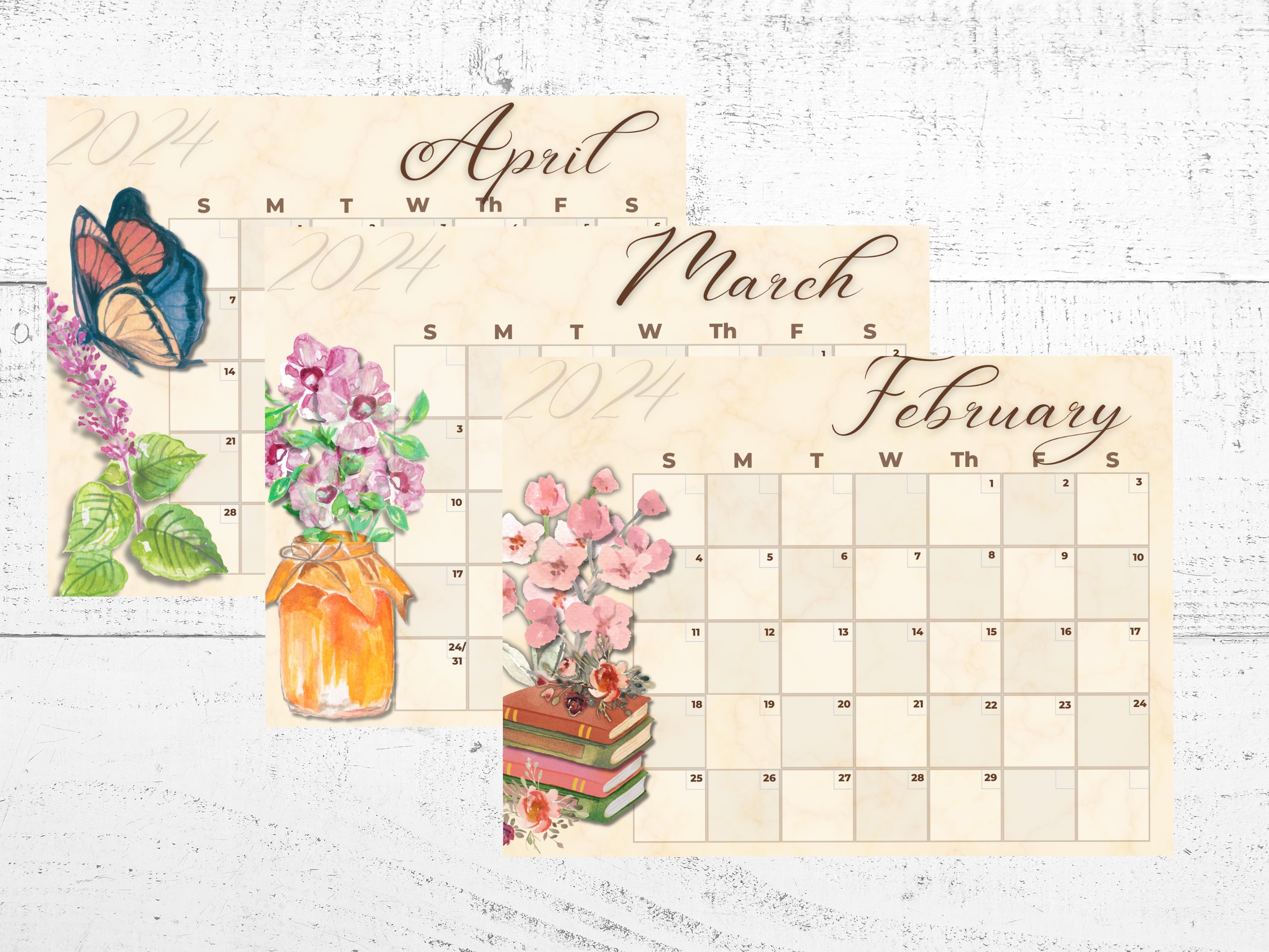 Cottage Core 2024 Calendar Printable Digital - Etsy
