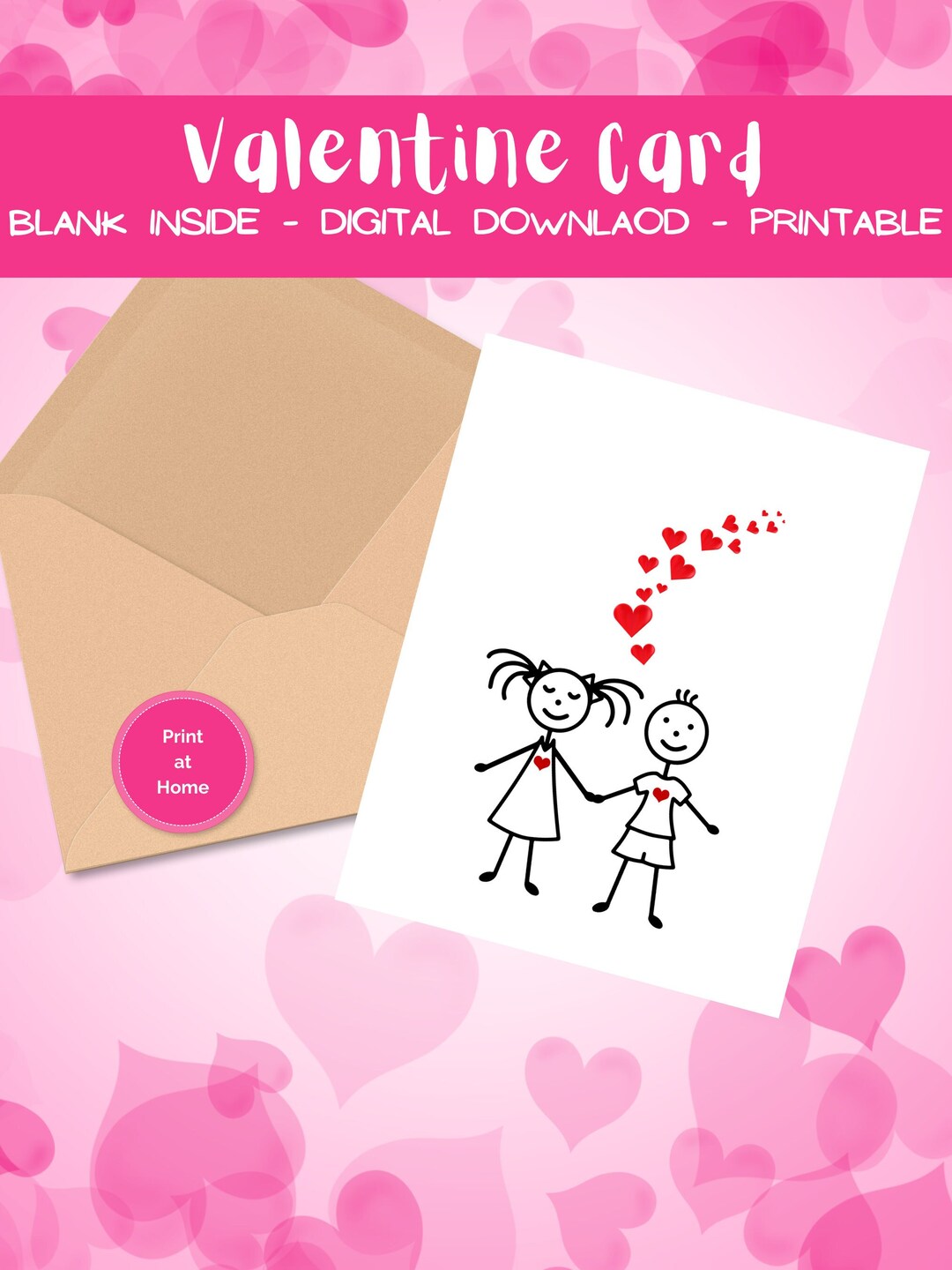 Stick Figure Couple Valentine Love Romantic Card- Digital Download - Etsy