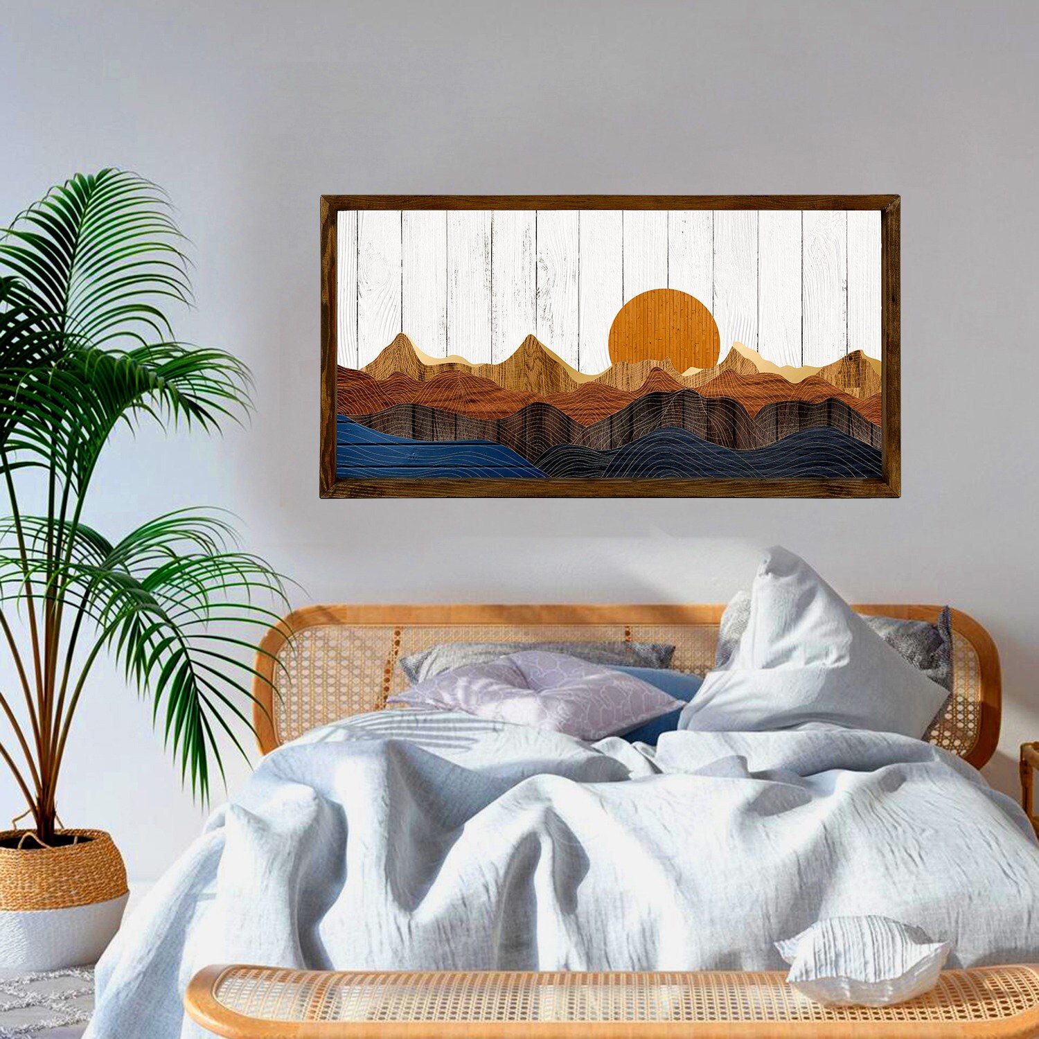 Wooden Sunrise Wall Art, Long Sunrise Wall Art Wooden Wall Decor ...
