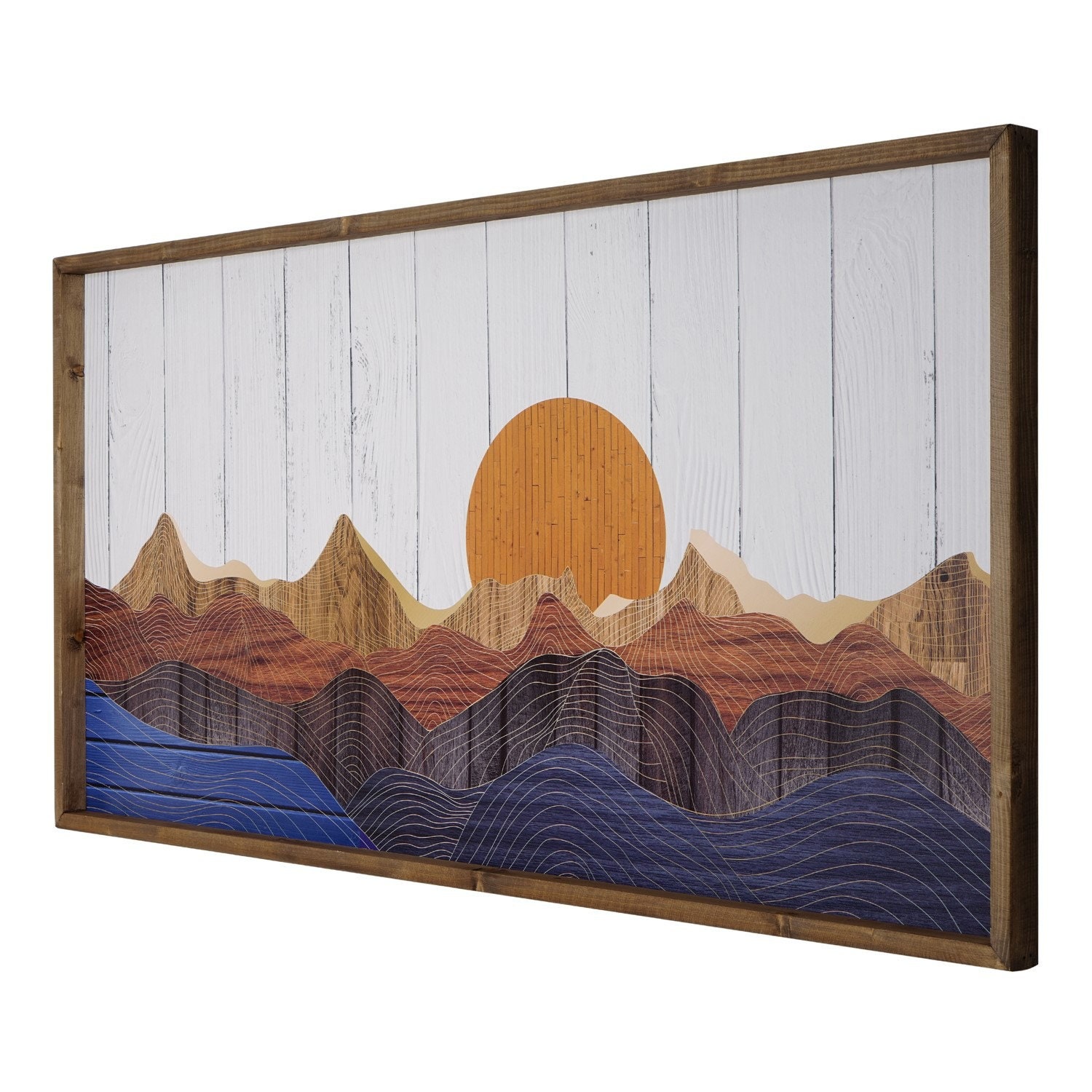 Wooden Sunrise Wall Art, Long Sunrise Wall Art Wooden Wall Decor ...