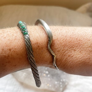 Victorian Silver Snake Bangle With Turquoise, Made in France - Etsy
