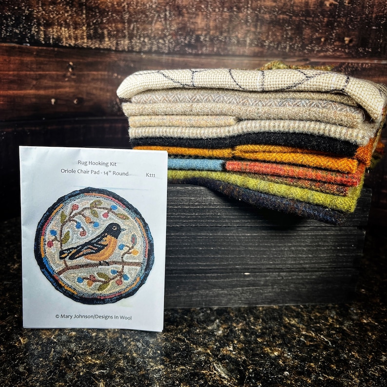 Rug Hooking Kit | Oriole Round Chair Pad | 100% Hand & Mill Dyed Wool ...