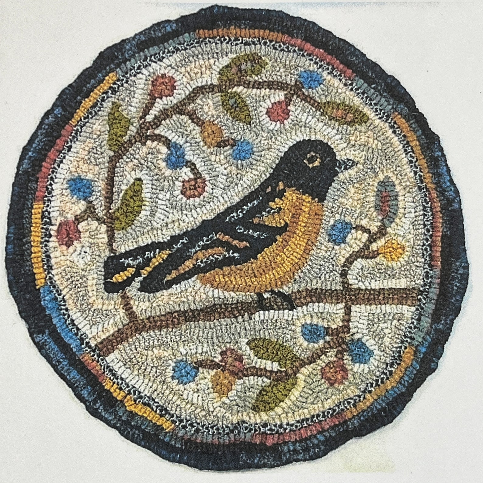 Rug Hooking Kit | Oriole Round Chair Pad | 100% Hand & Mill Dyed Wool ...