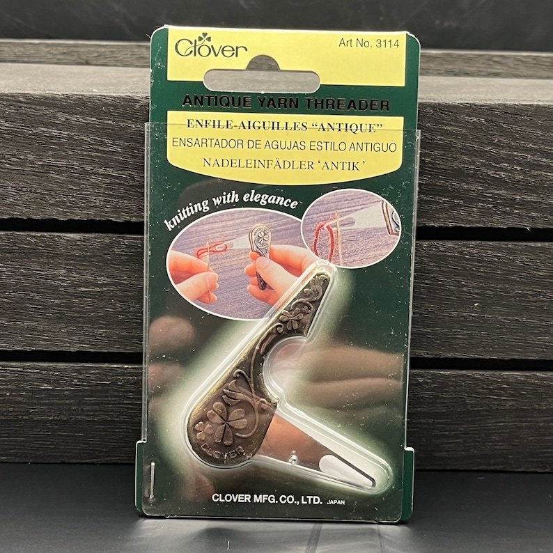 Clover Antique Needle Threader Easily Thread Yarn, Pearl Cotton & Floss ...