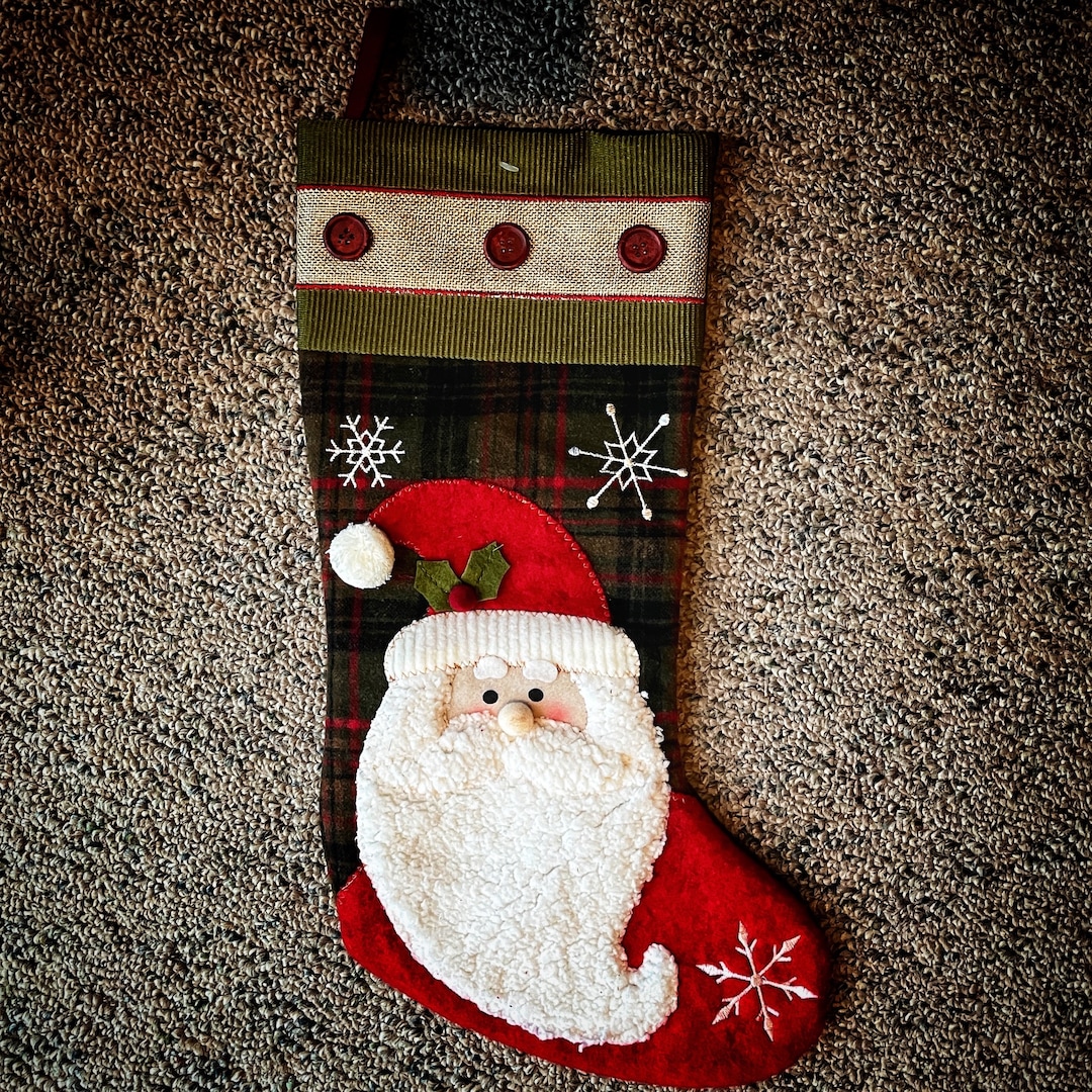 Plaid Santa Christmas Stocking | Size 18”x10” - Etsy
