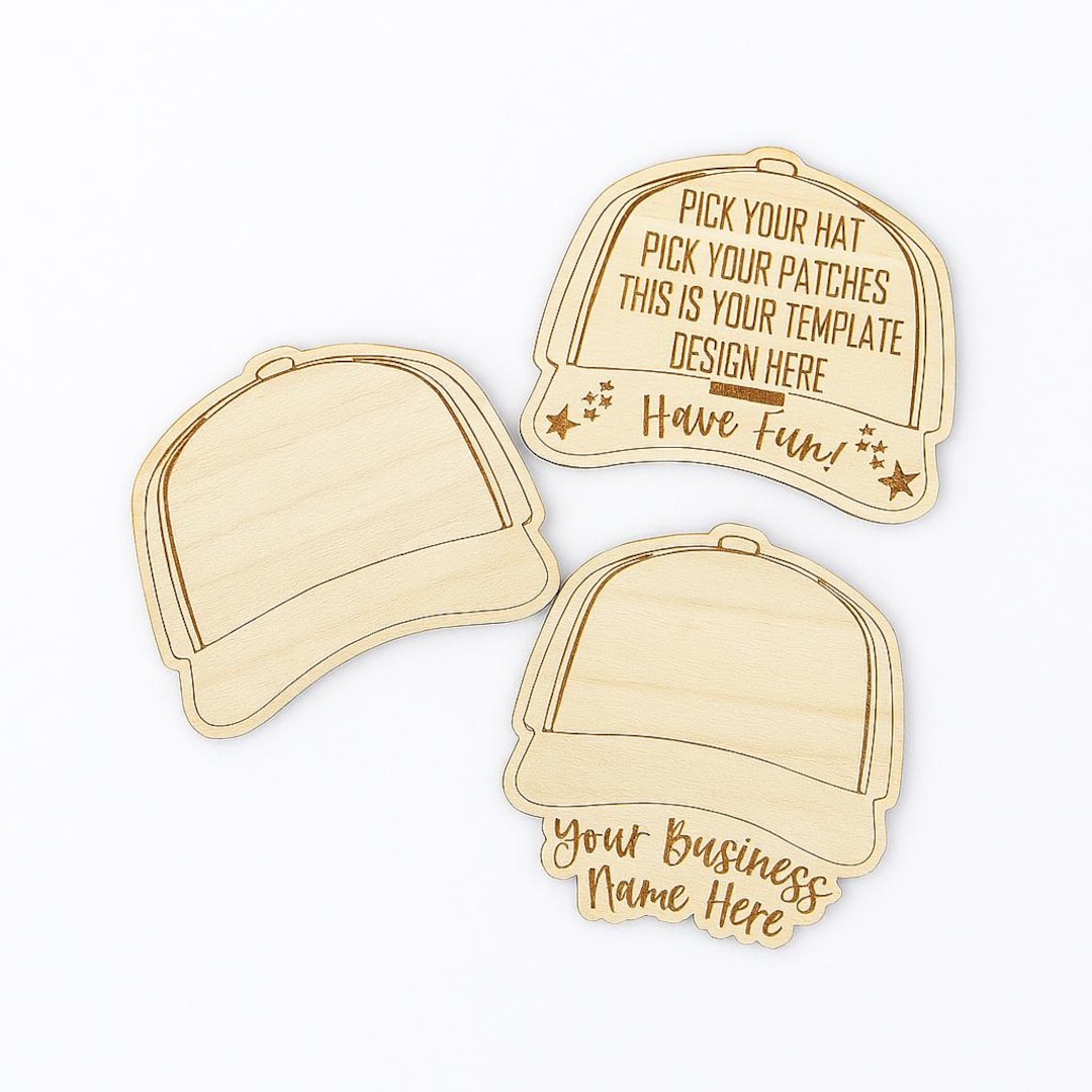 Customizable Trucker Hat Patch: Engraved Wood Logo, Personalized Design ...