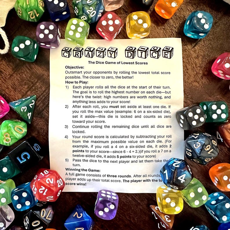 CRAZY DICE! Tabletop Game: Fun Brewery Party Challenge - Etsy