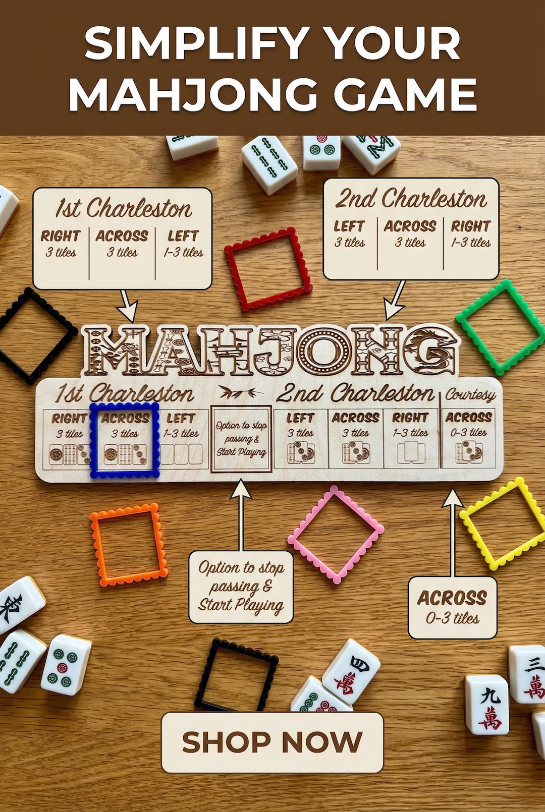 Mahjong Charleston Tracker | American Mahjong Game Assist - Etsy