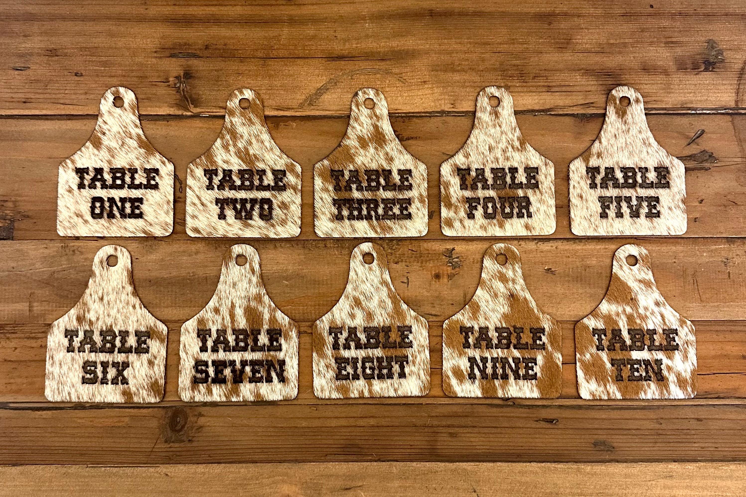 Cowhide Wedding Cow Tag Table Numbers: Rustic Western Decor - Etsy