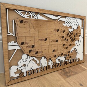 Football Sports Stadium Map Tracker, Sports Lover Custom Handmade Gift ...