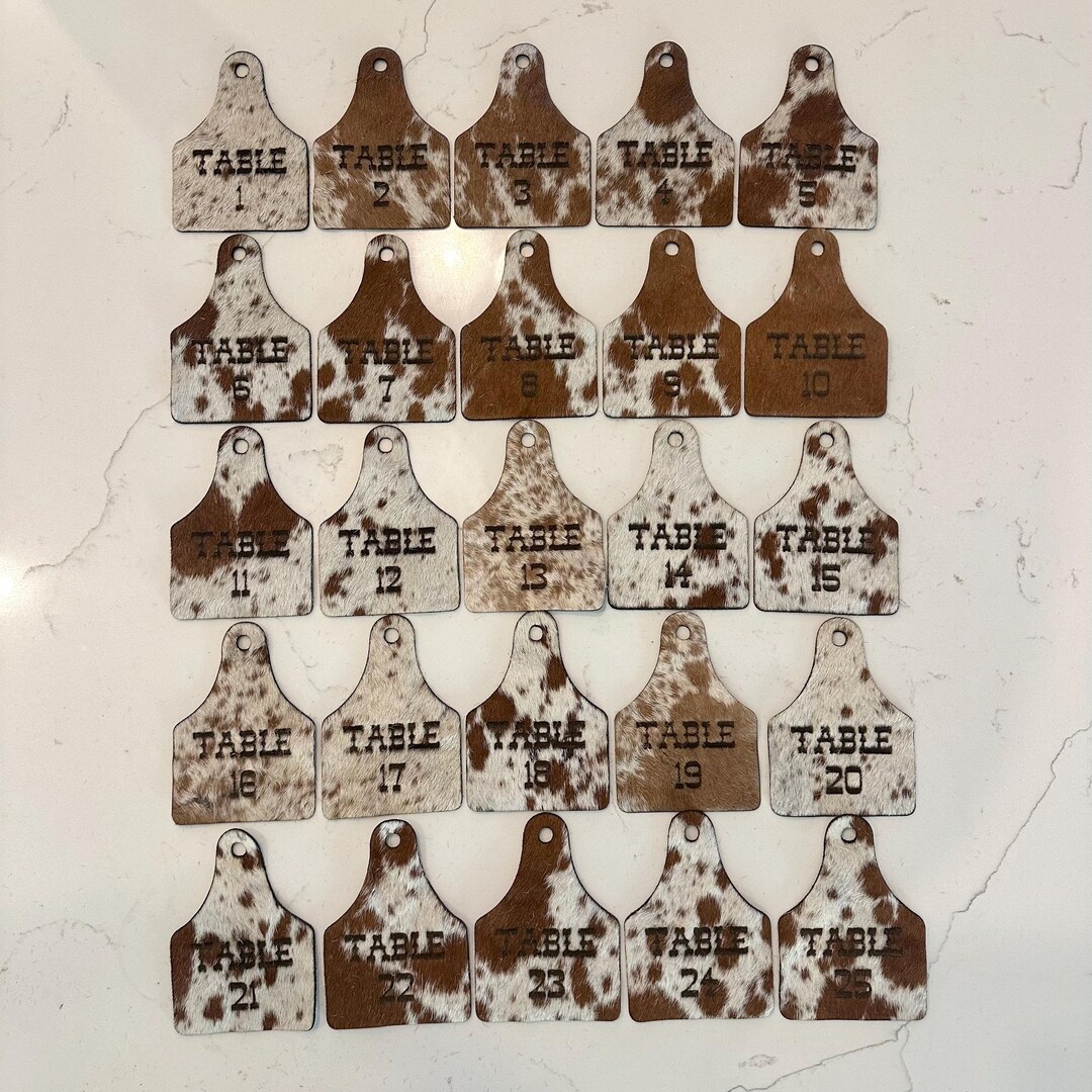 Cowhide Wedding Cow Tag Table Numbers: Rustic Western Decor - Etsy