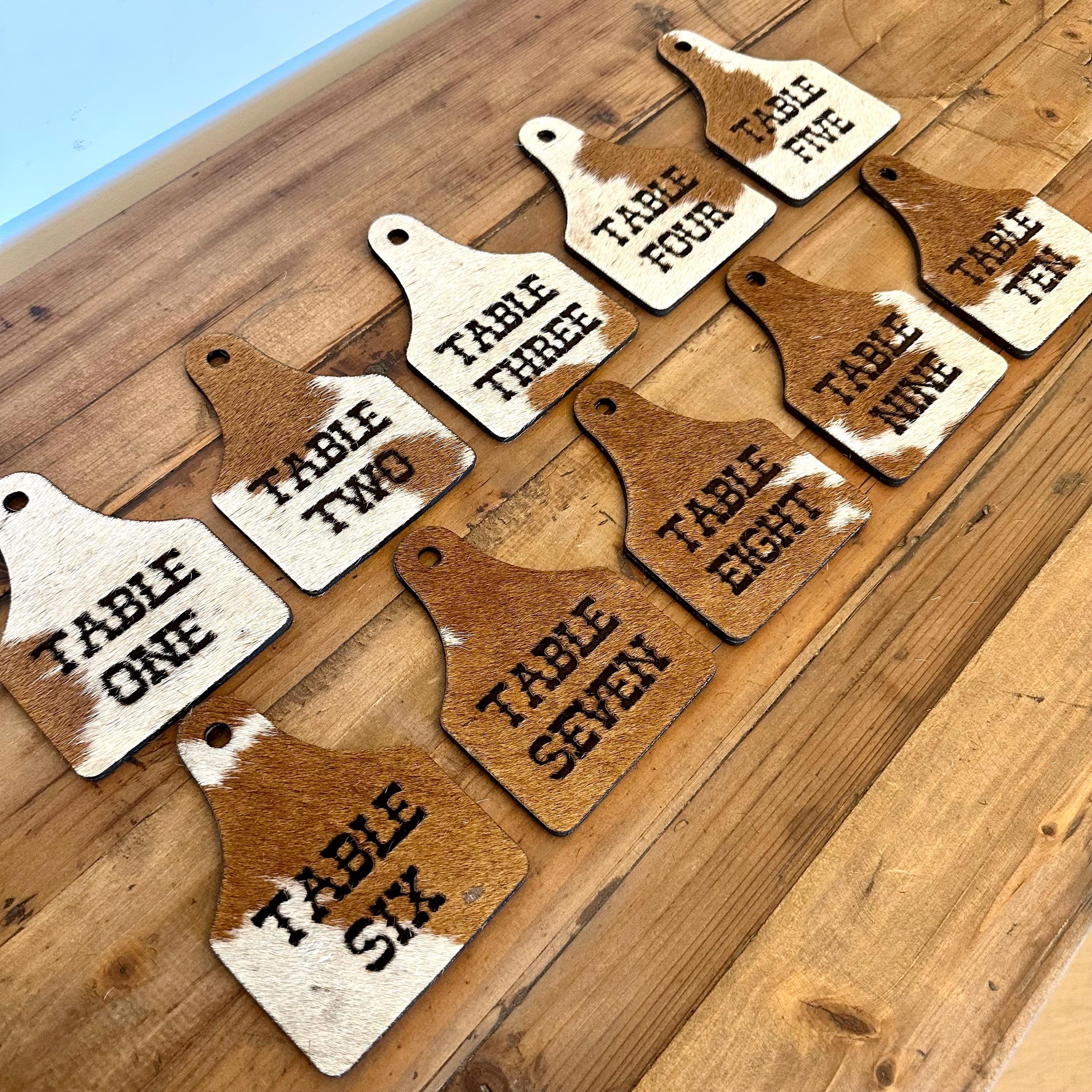 Cowhide Wedding Cow Tag Table Numbers: Rustic Western Decor - Etsy