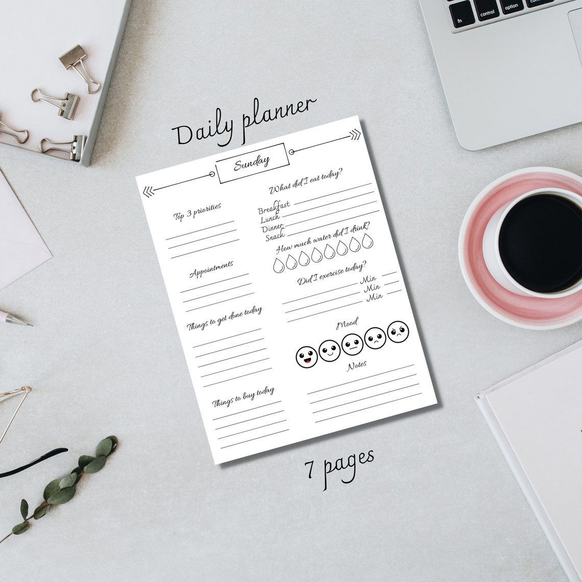 Habit Tracker Vertical Printable, Goal Planner, Habit Tracker, Mood ...