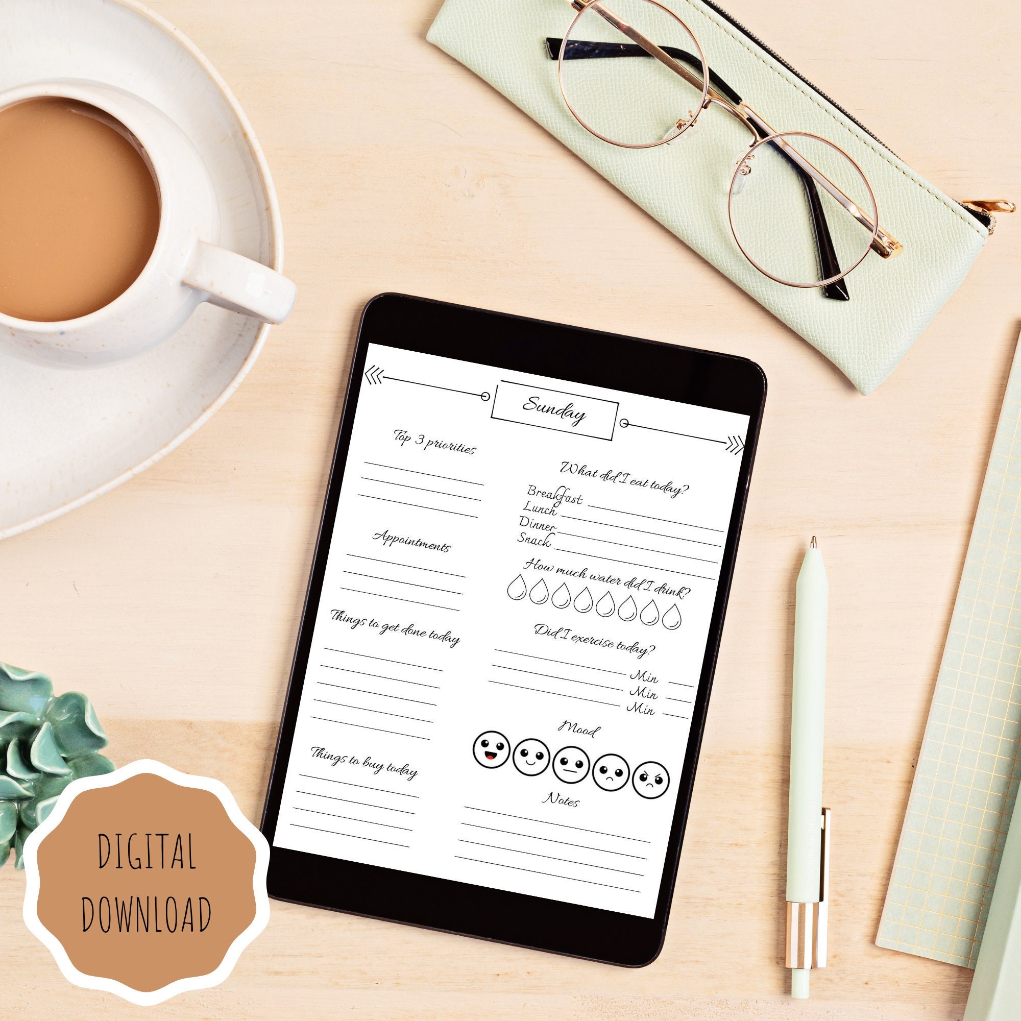 Habit Tracker Vertical Printable, Goal Planner, Habit Tracker, Mood ...