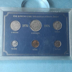 1976 Swedish Coin Set HM King Carl XVI Gustaf First Year - Mynt H.M Konung Carl XVI Gustaf ...