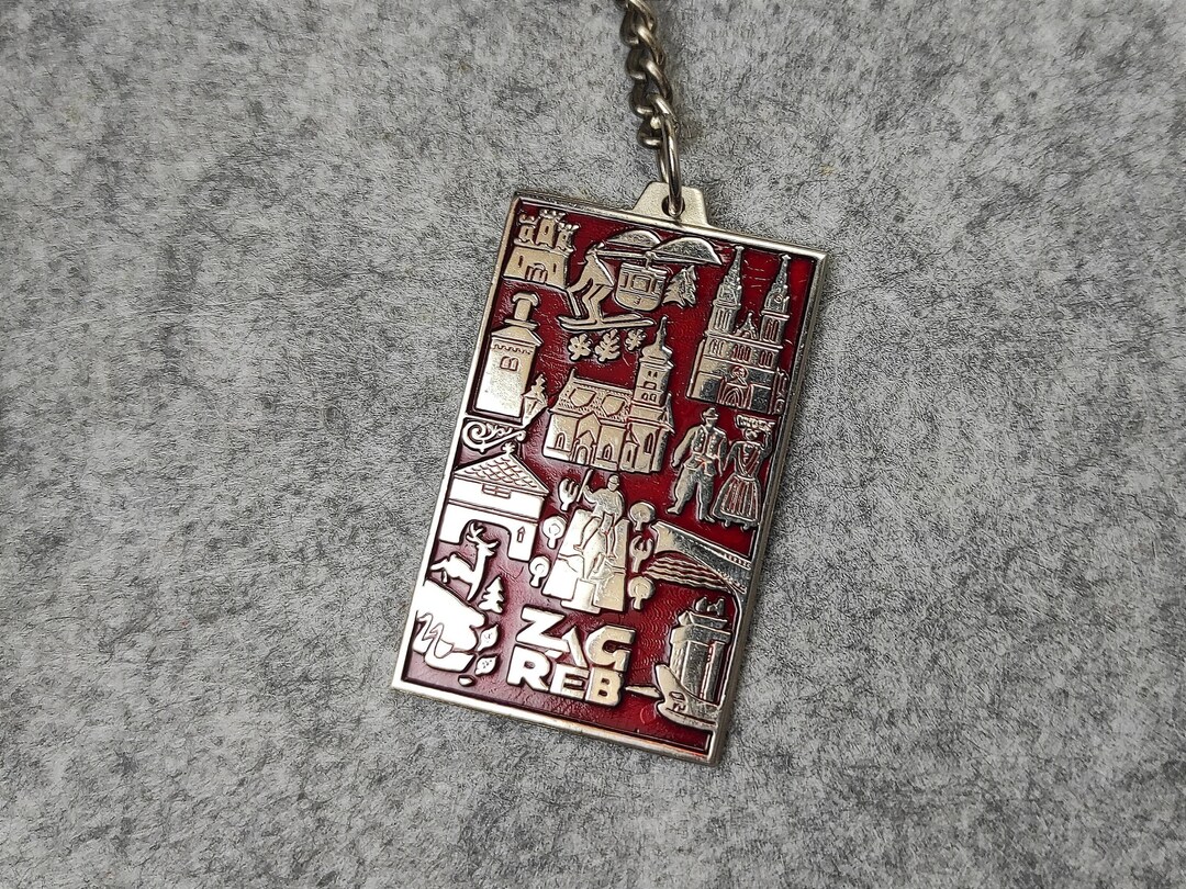 Vintage Zagreb Keychain - Enameled Souvenir Keyring of the City of ...