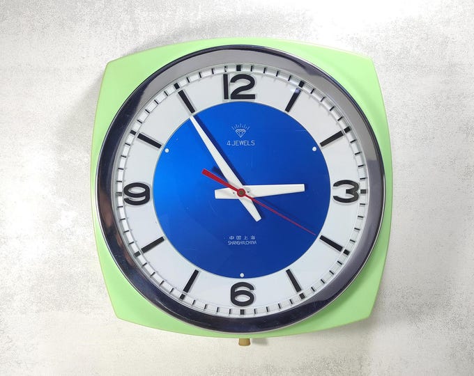 Vintage Shanghai China Diamond Wall Clock - 4 Jewels Electric Clock - Etsy