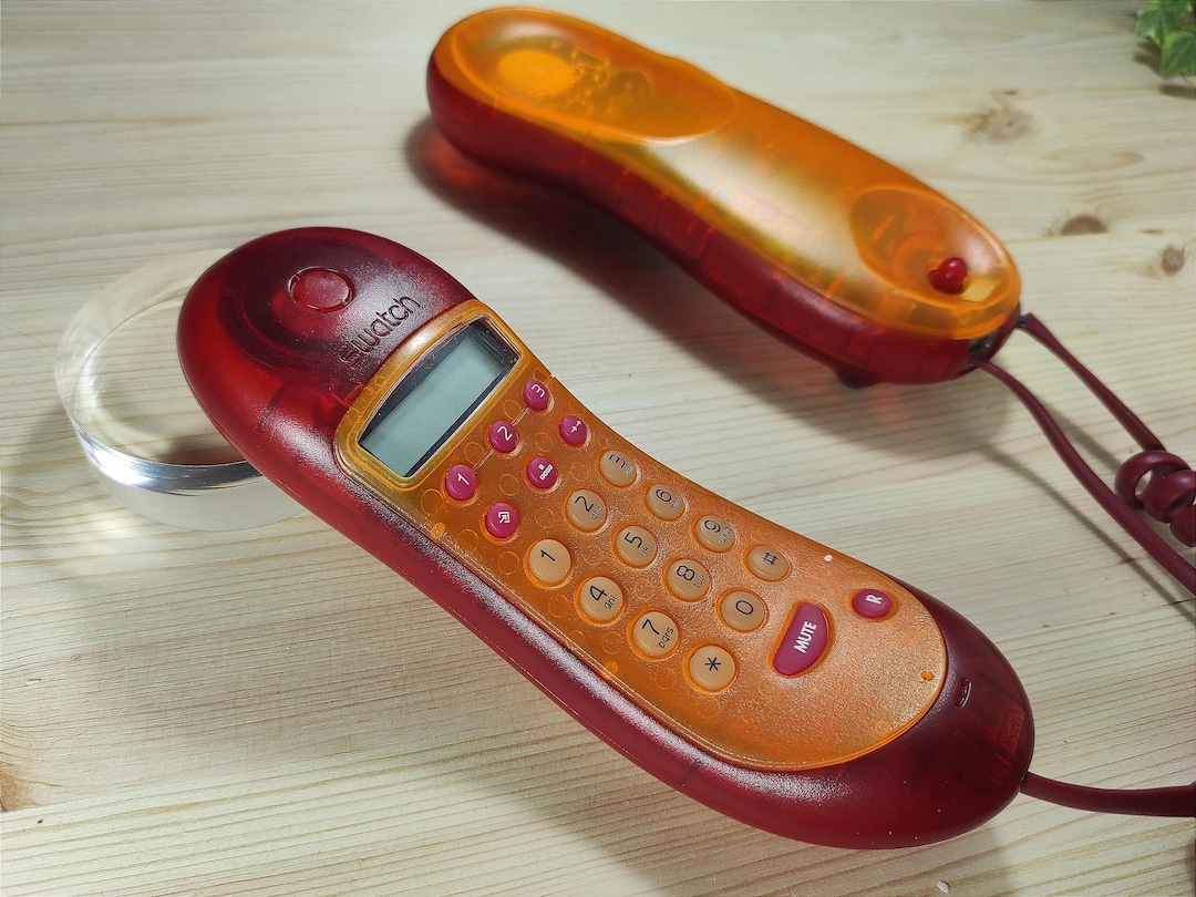 Vintage Swatch Twin Phone Type TW01-XA - Transparent Orange/red Push ...