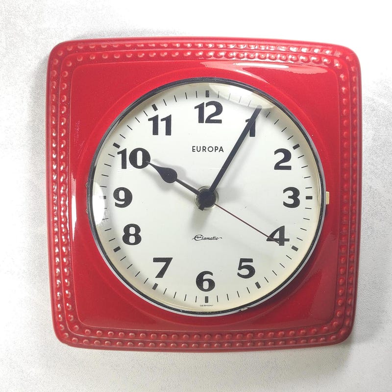 Red Wall Clock - Etsy