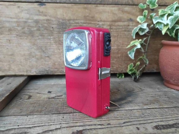 Vintage Red Metal Palm Flashlight | Etsy